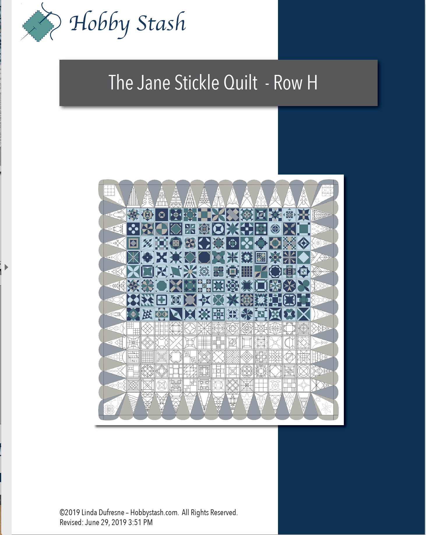 The Jane Stickle Quilt – Row H | Hobby Stash